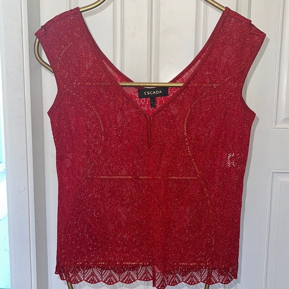 Escada | Tops | Escada Gorgeous Red Lace Top | Poshmark